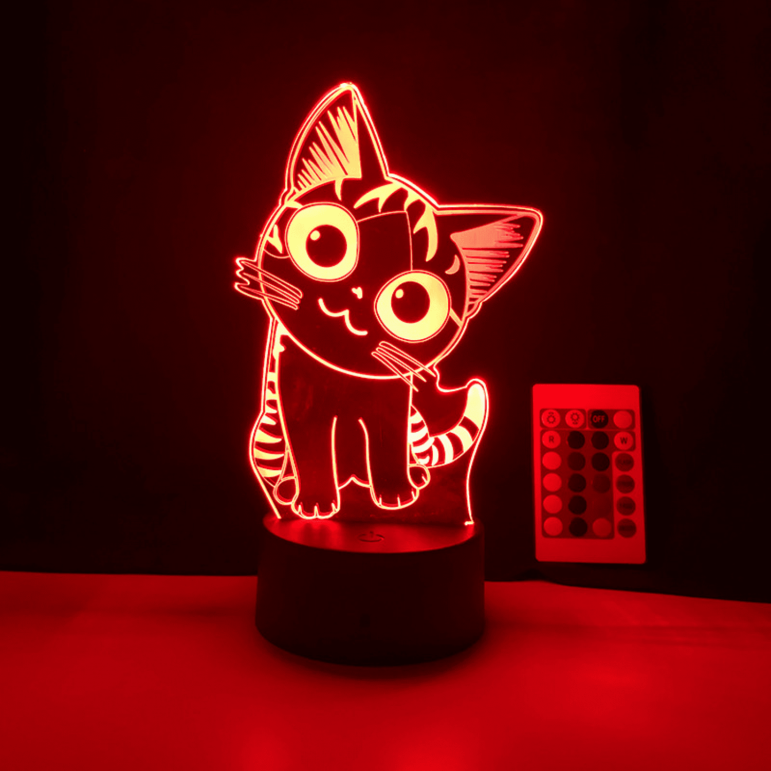 YSITIAN LED Night Light Anime Cat 3D Illusion Lamp with Remote Control ...