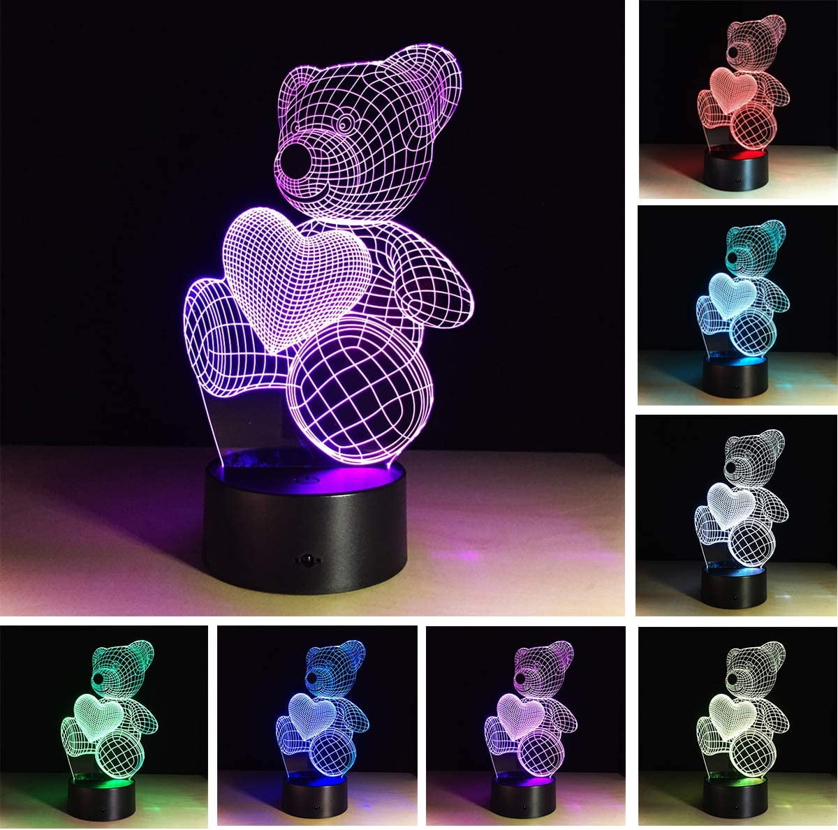 YSITIAN Teddy Bear Night Lights Gifts for Kids Women Mom Girls Smart ...