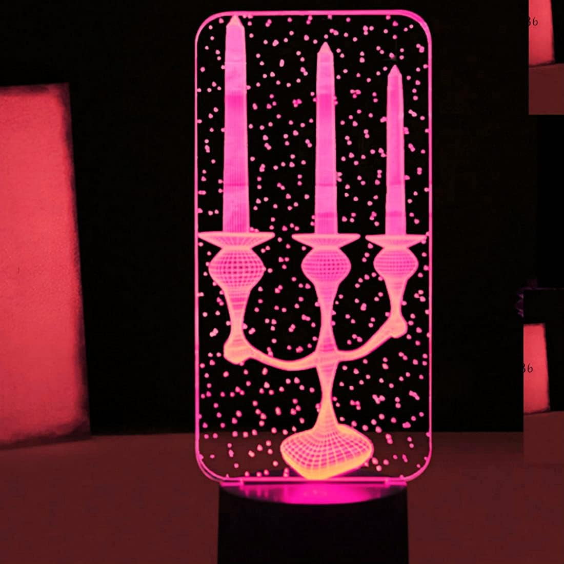 YSITIANNA 3D Abstract Candle Night Light Table Desk Optical Illusion ...