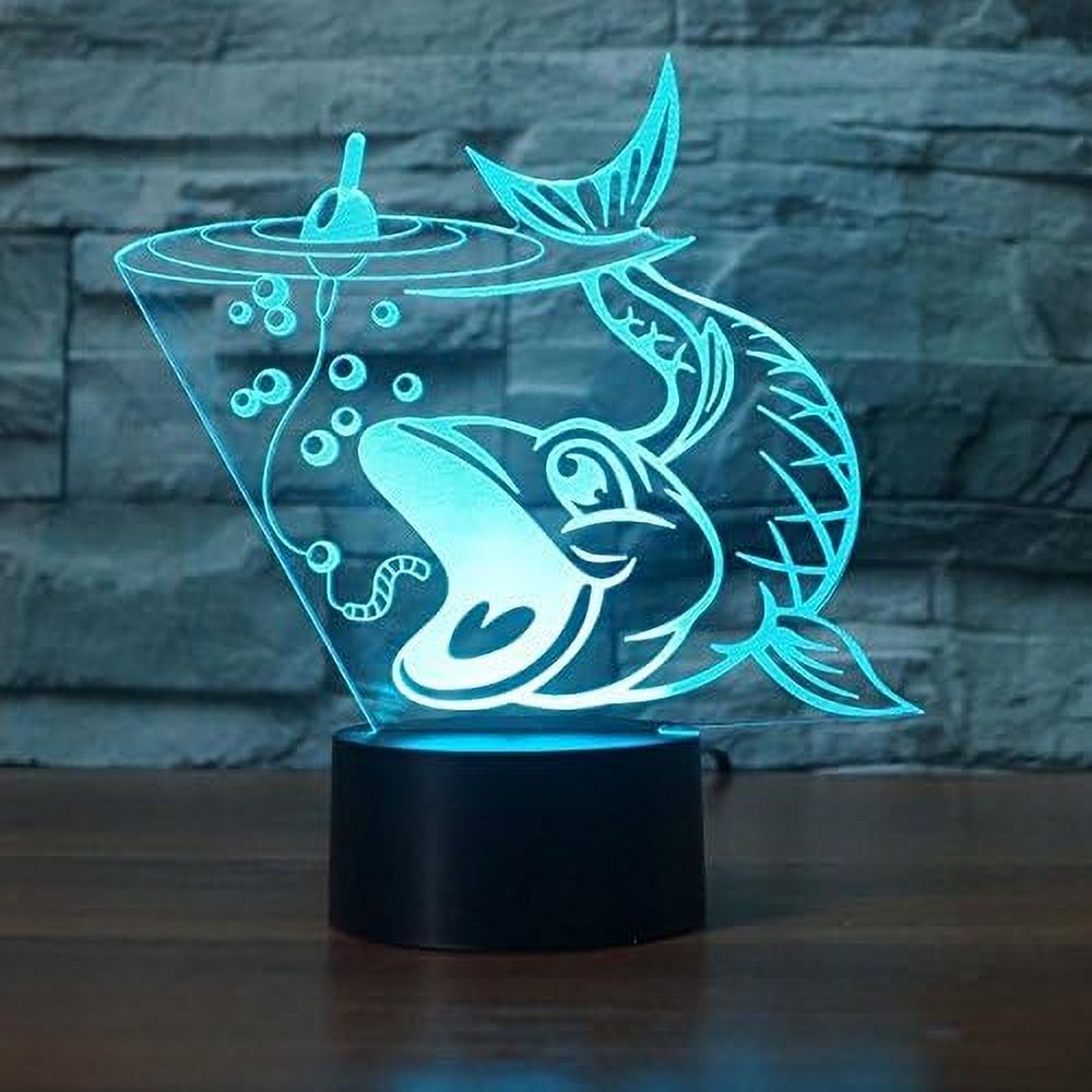 YSITIANNA 3D Abstract Fish Night Light Animal Table Desk Optical ...