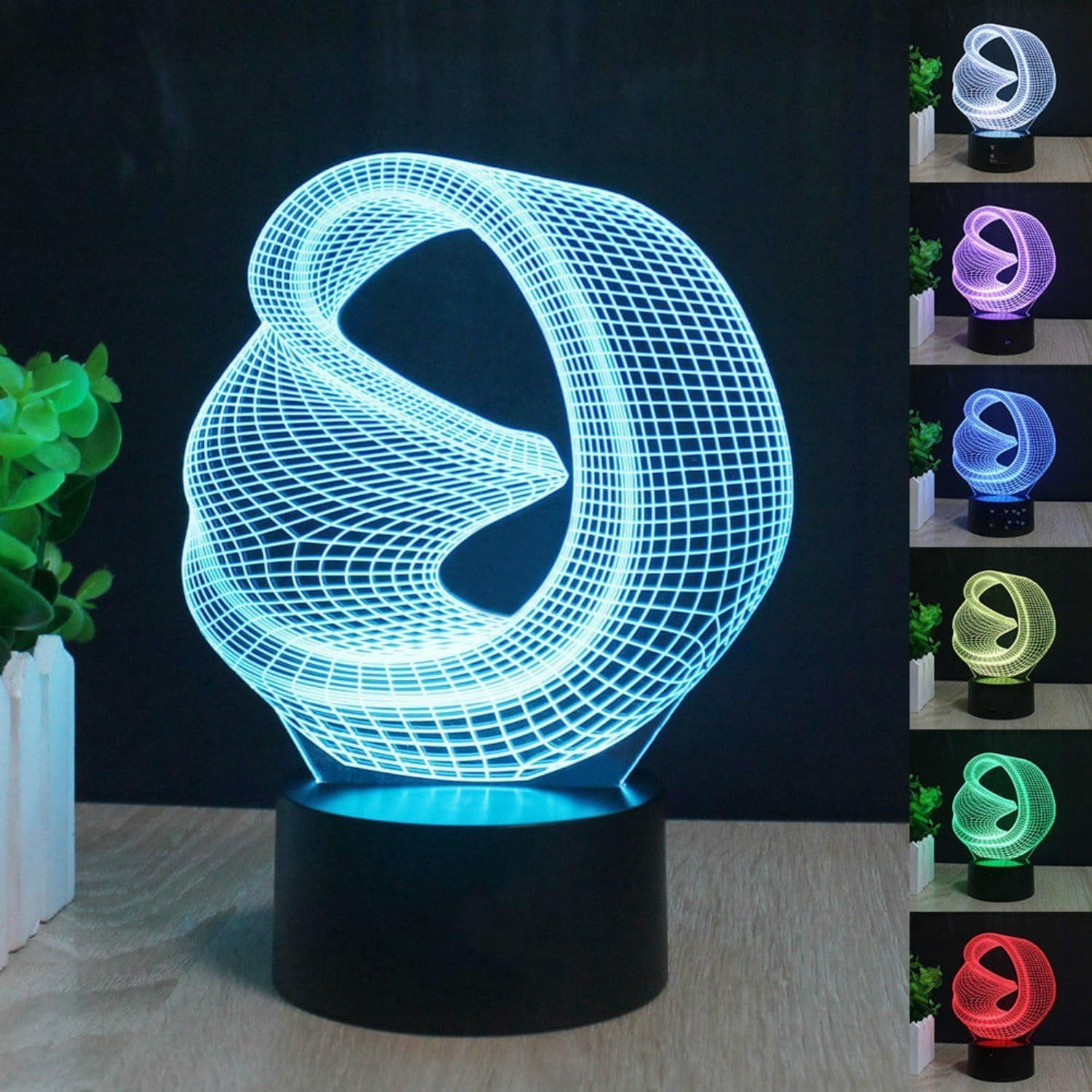 YSITIANNA 3D Abstract Night Light Touch Switch Decor Table Desk Optical ...