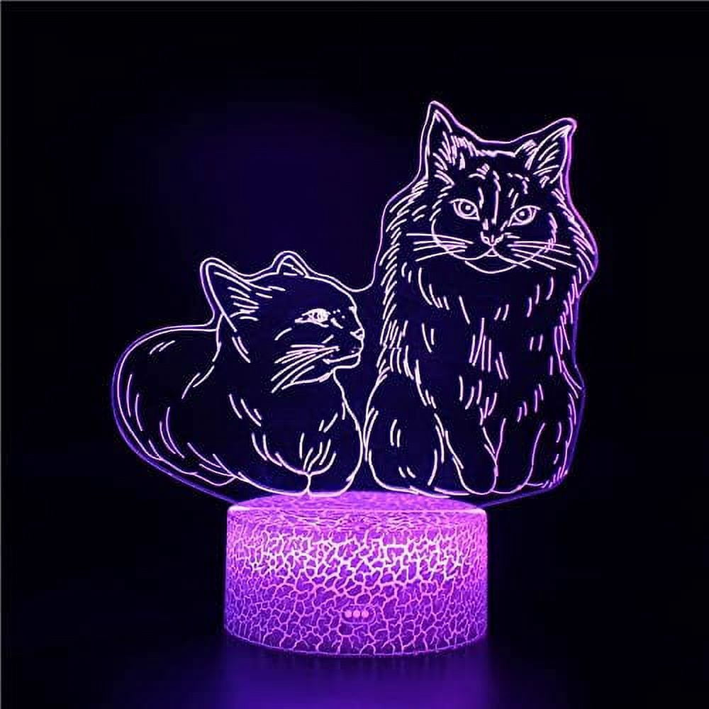YSITIANNA 3D Acrylic Led Night Light Little Cat Figure Nightlight for ...