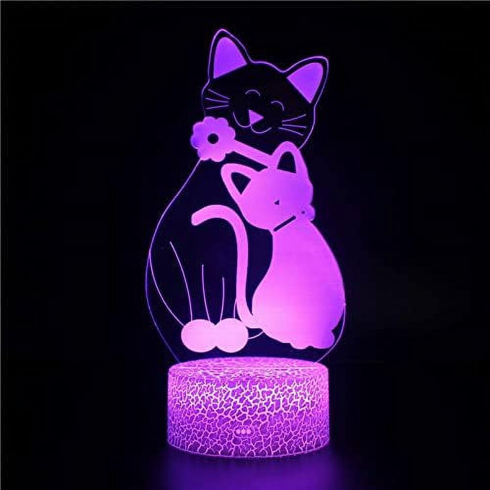 YSITIANNA 3D Acrylic Led Night Light Little Cat Figure Nightlight for ...