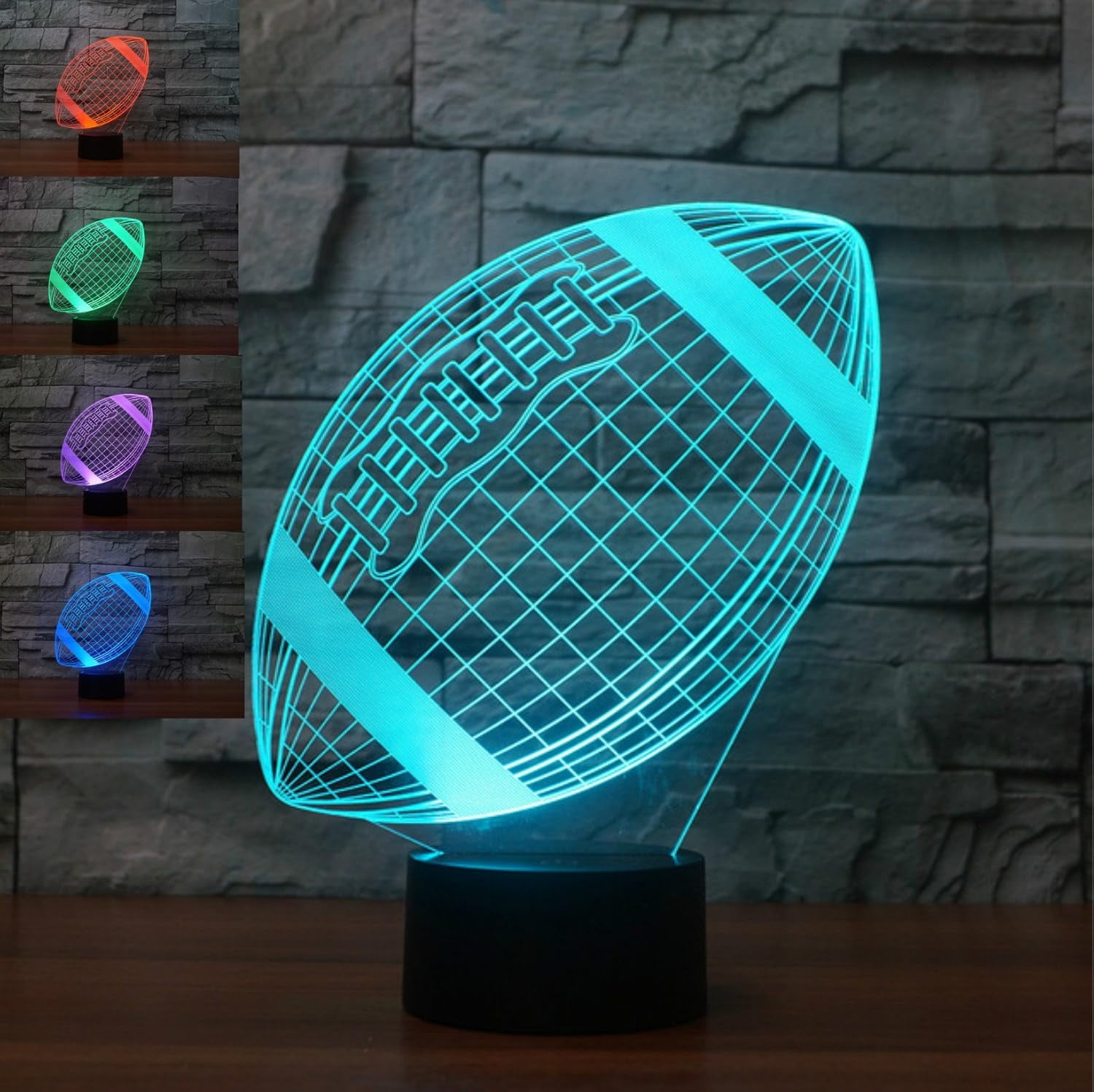 YSITIANNA 3D American Football Rugby Night Light Touch Switch Decor ...