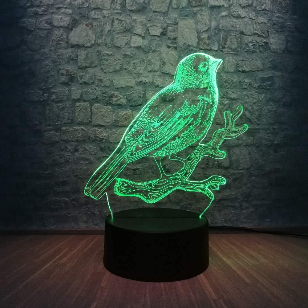 YSITIANNA 3D Bird Night Light Remote Control Power Touch Table Desk ...