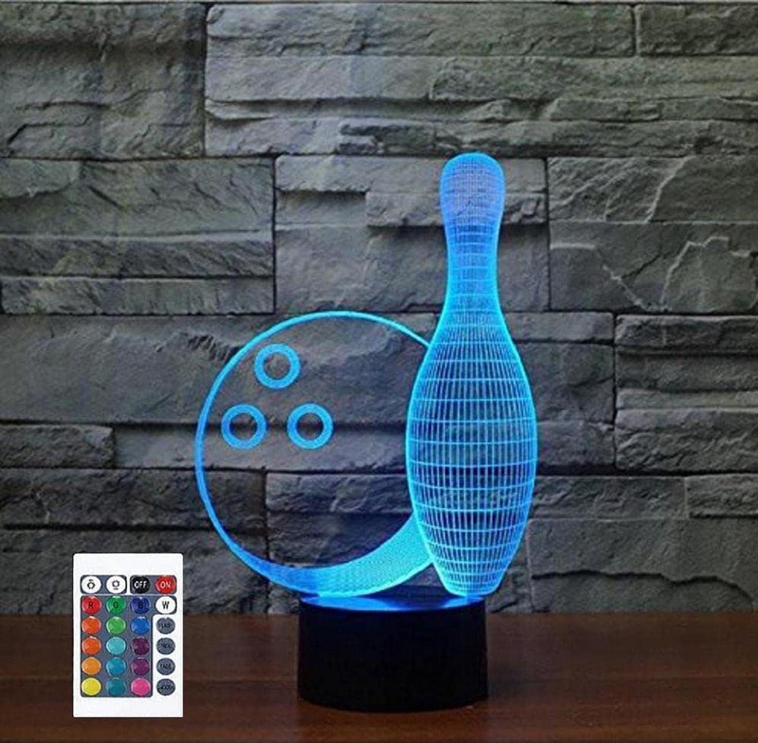YSITIANNA 3D Creative Bowling Night Light Remote Control Power Touch ...