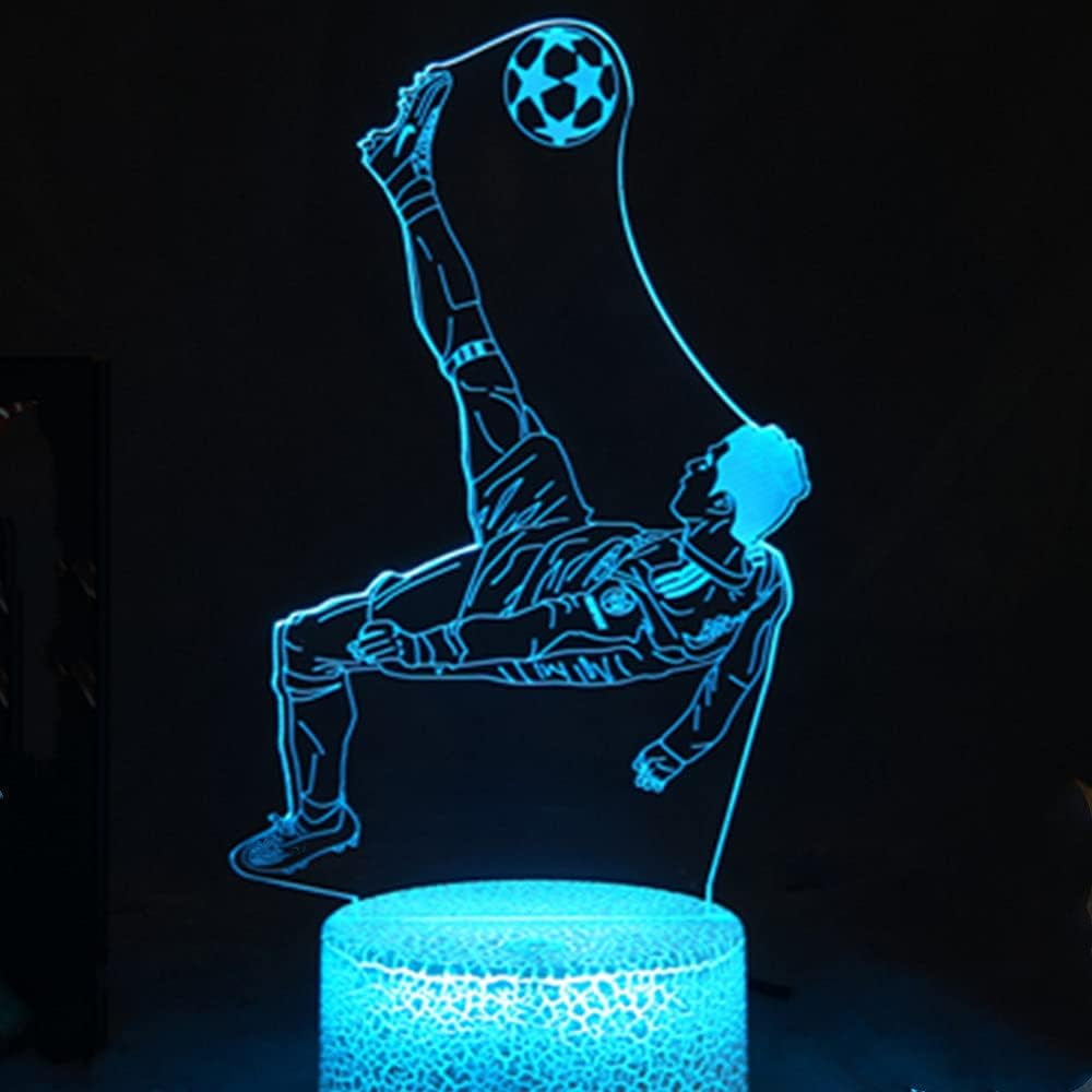 YSITIANNA 3D Football Soccer Player Night Light Table Desk Optical ...
