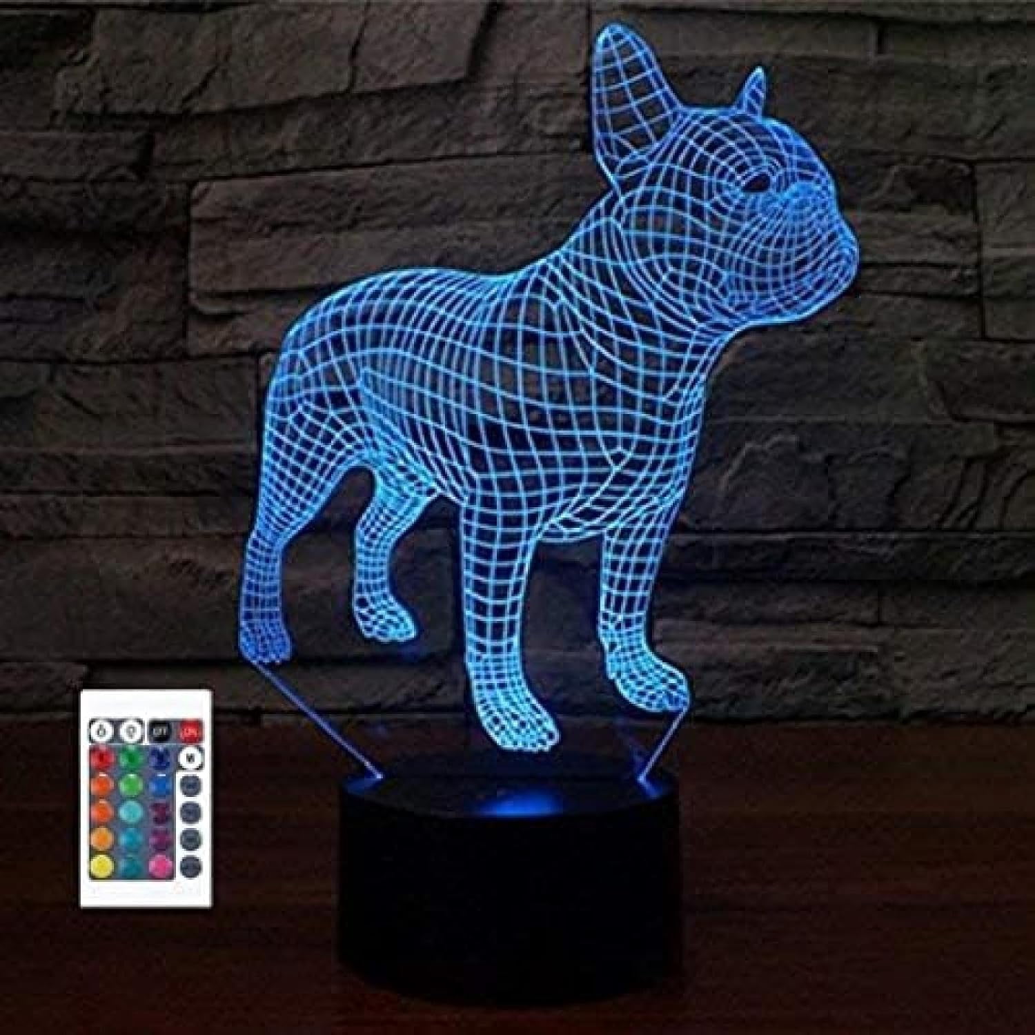 YSITIANNA 3D French Bulldog Dog Night Light Touch Table Desk Optical ...