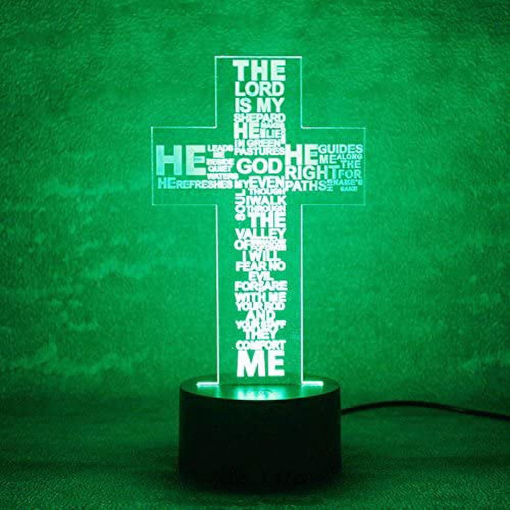 YSITIANNA 3D God Cross Jesus Night Light Table Desk Optical Illusion ...