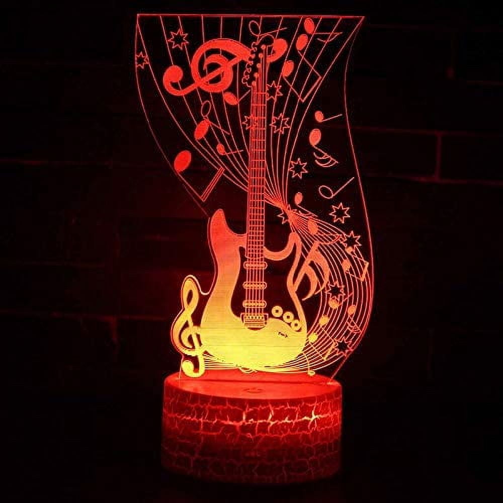 YSITIANNA 3D Guitar Music Night Light Table Desk Optical Illusion Lamps ...