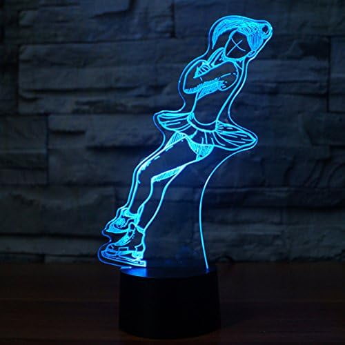 YSITIANNA 3D Ice Figure Skating Night Light Table Desk Optical Illusion ...