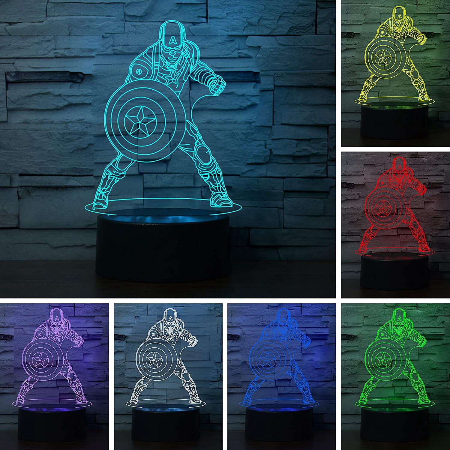 YSITIANNA 3D Illusion LED Night Light,Visual Creative 7 Colors Gradual ...