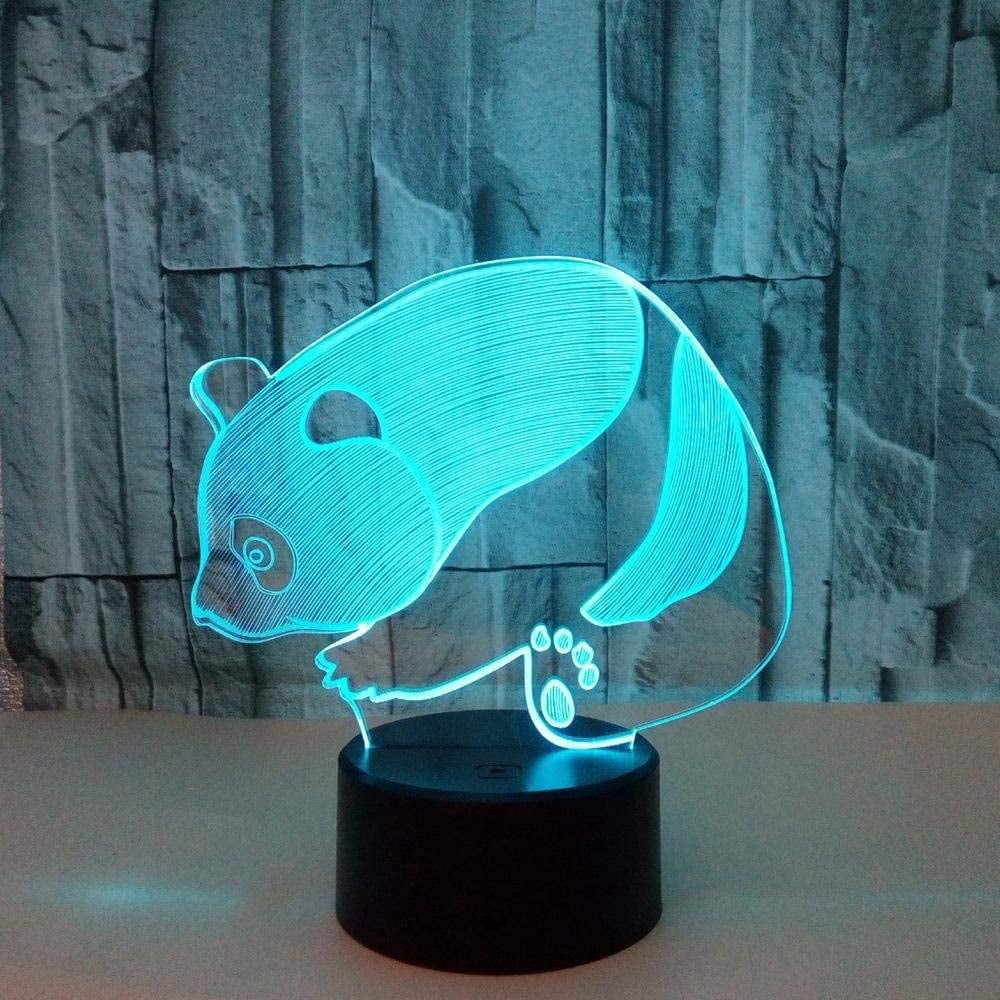 YSITIANNA 3D Illusion Lamp LED Panda Night Light Animal Toys 7 Color ...
