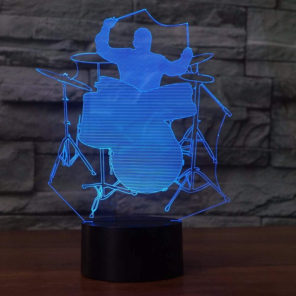 YSITIANNA 3D Jazz Drummer Man Shape LED Night Light Remote Control ...