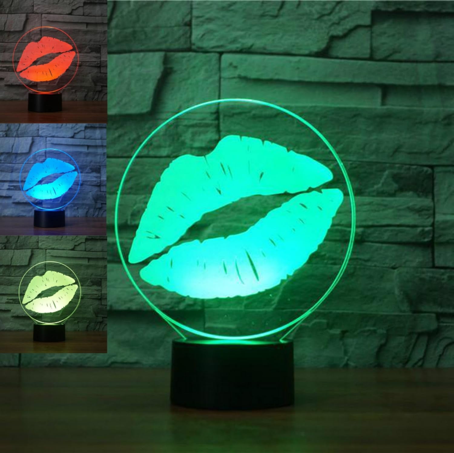 YSITIANNA 3D Lips Mouth Night Light Table Desk Optical Illusion Lamps 7 ...