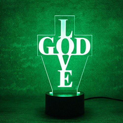 YSITIANNA 3D Love God Cross Jesus Night Light Table Desk Optical ...