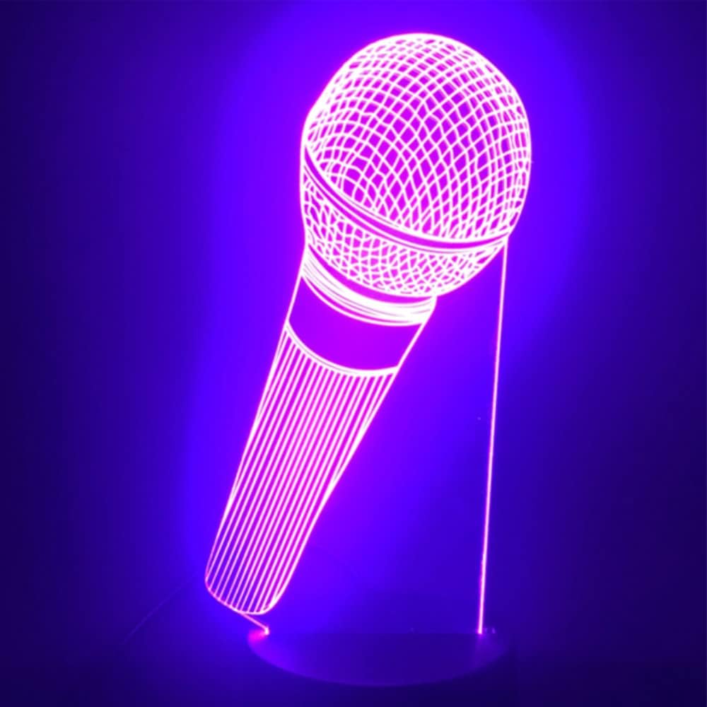 YSITIANNA 3D Microphone Night Light Touch Switch Decor Table Desk ...