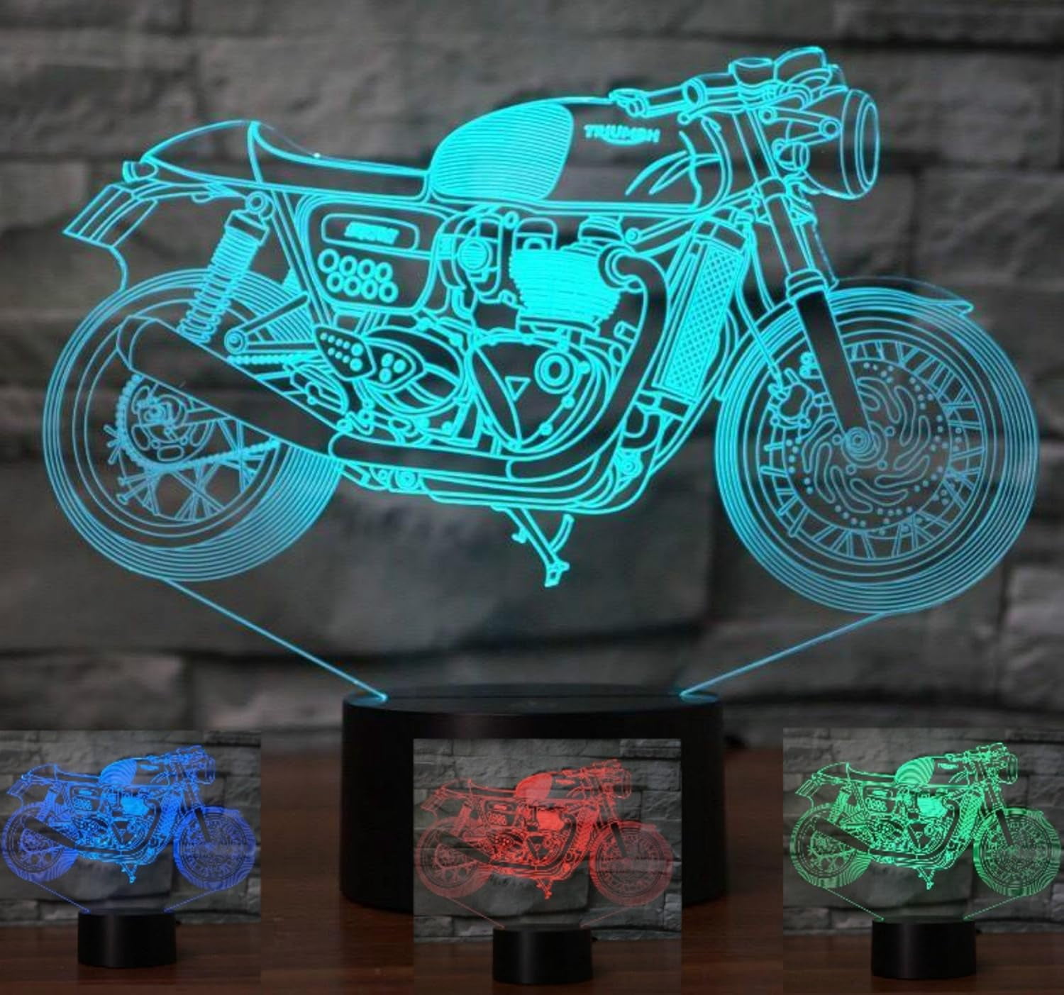 YSITIANNA 3D Motorcycle Car Night Light Table Desk Optical Illusion ...