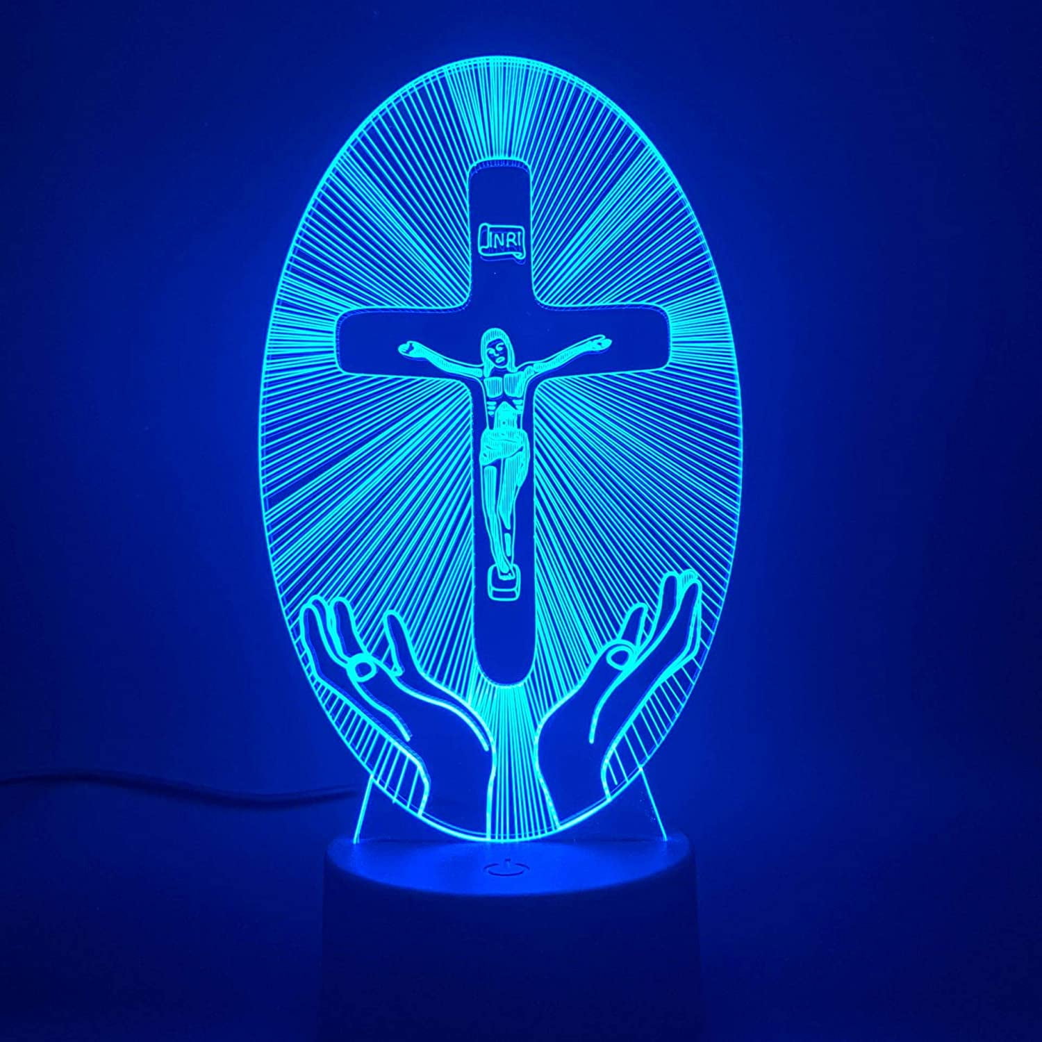 YSITIANNA 3D Night Light Jesus Christ Cross Crucifix - Gift Jesus ...