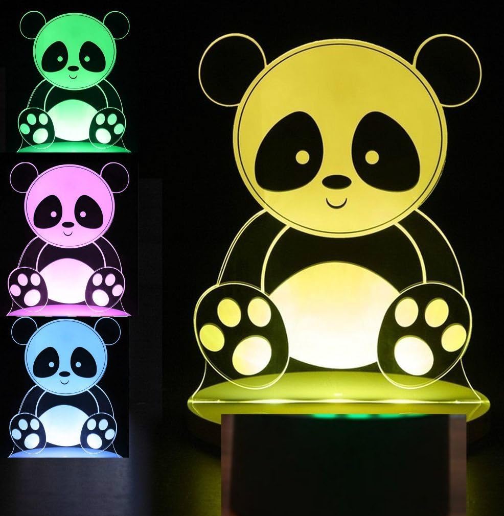 YSITIANNA 3D Panda Night Light Animal Lamp Touch Switch Table Desk ...