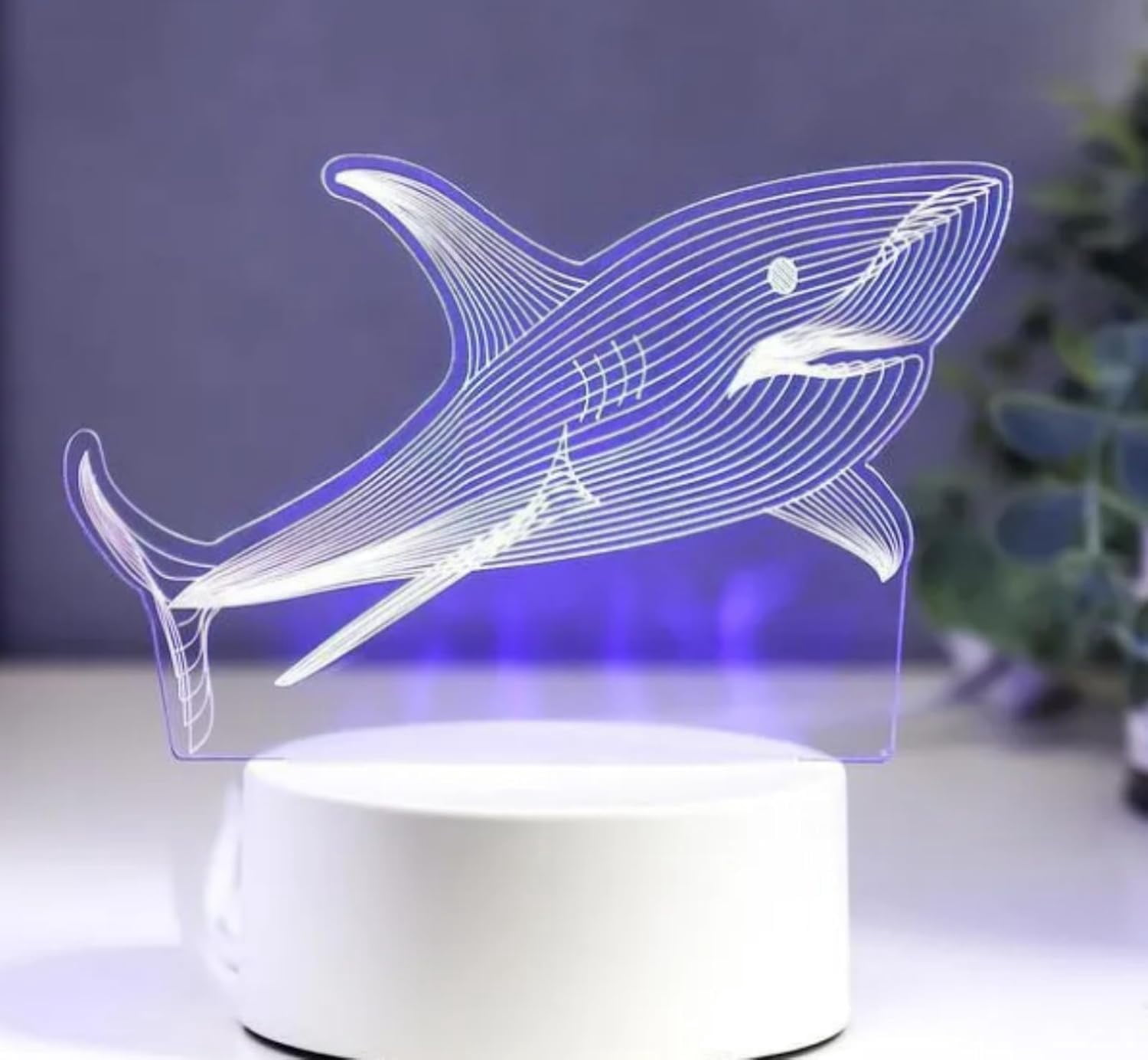 YSITIANNA 3D Shark Fish Night Light Decor Table Desk Optical Illusion ...