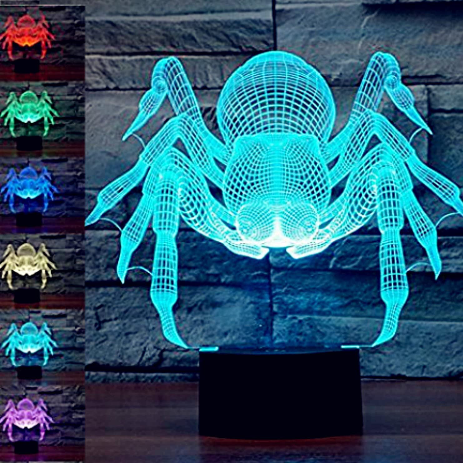 YSITIANNA 3D Spider Night Light Animal Touch Switch Table Desk Optical ...