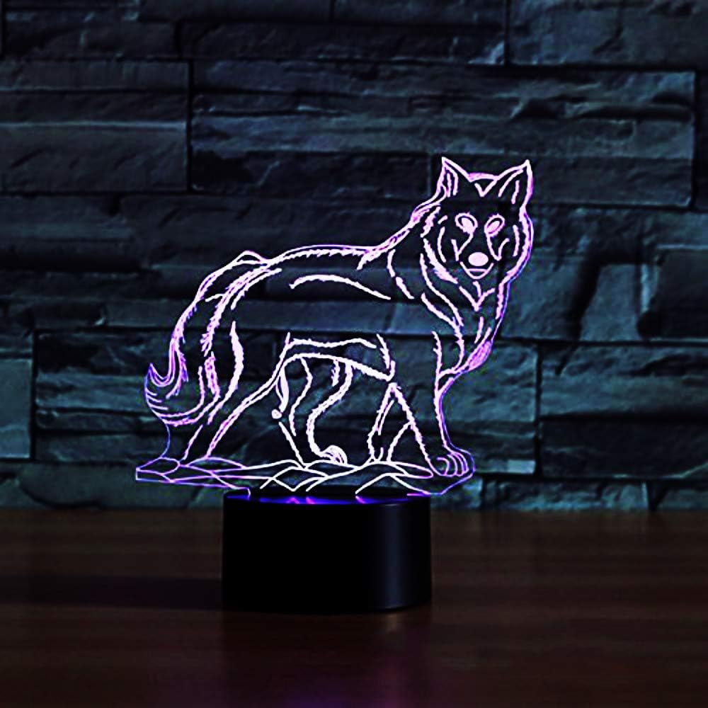 YSITIANNA 3D Wolf Night Light Animal Touch Switch Decor Table Desk ...
