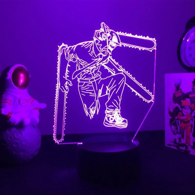 YSITIANNA Chainsaw Man Anime 3D Night Light 16 Colors Changing Touch ...