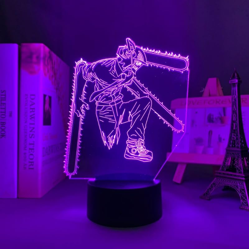 YSITIANNA Chainsaw Man Anime 3D Night Light for Boy 16 Colors Girls ...