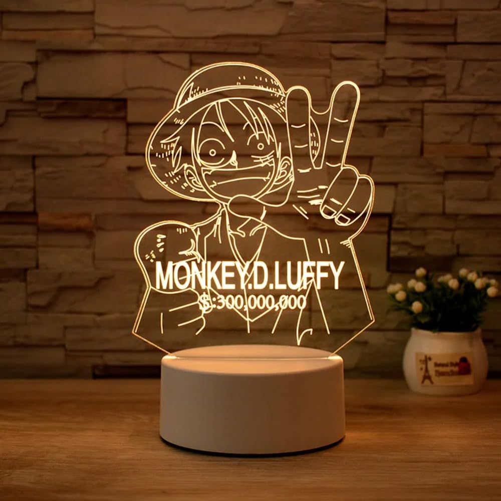 YSITIANNA One Piece Anime 3D Nightlight for Kids Fans 16 Colors Decor ...