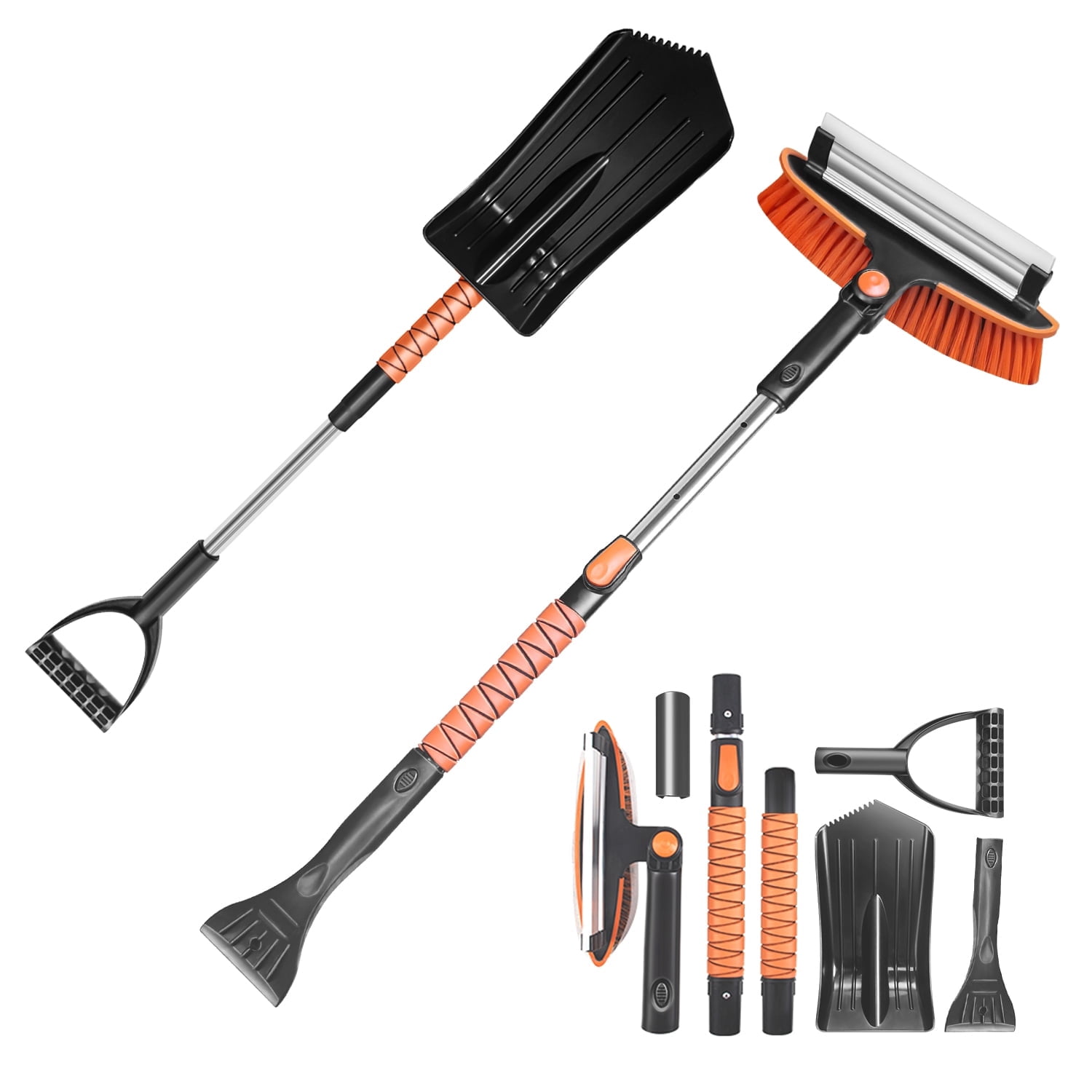 YSMJ 6 in 1 Extendable Extral Long Snow Brush, Ice Scraper for Car ...