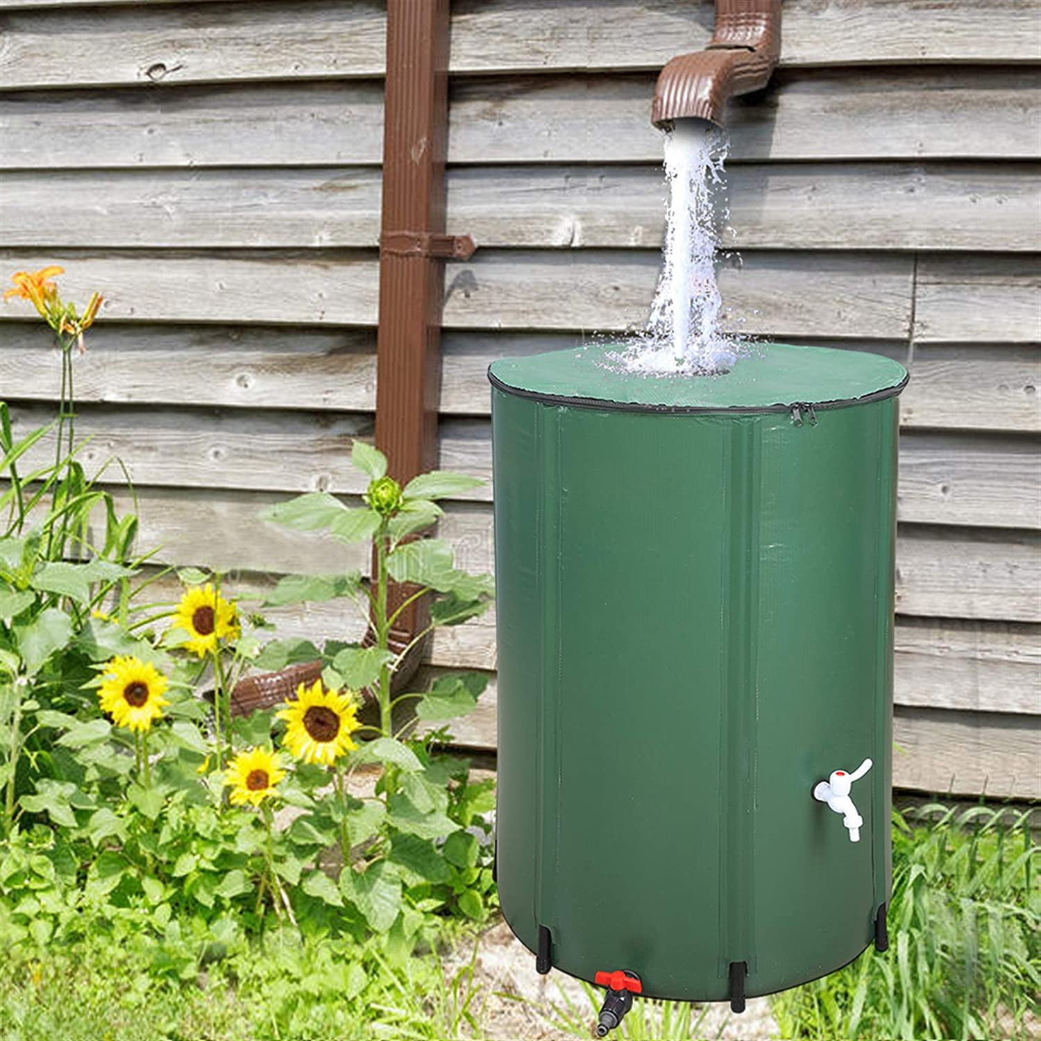 YSMW 100 Gallon Collapsible Rain Barrel, Rainwater Collection System ...