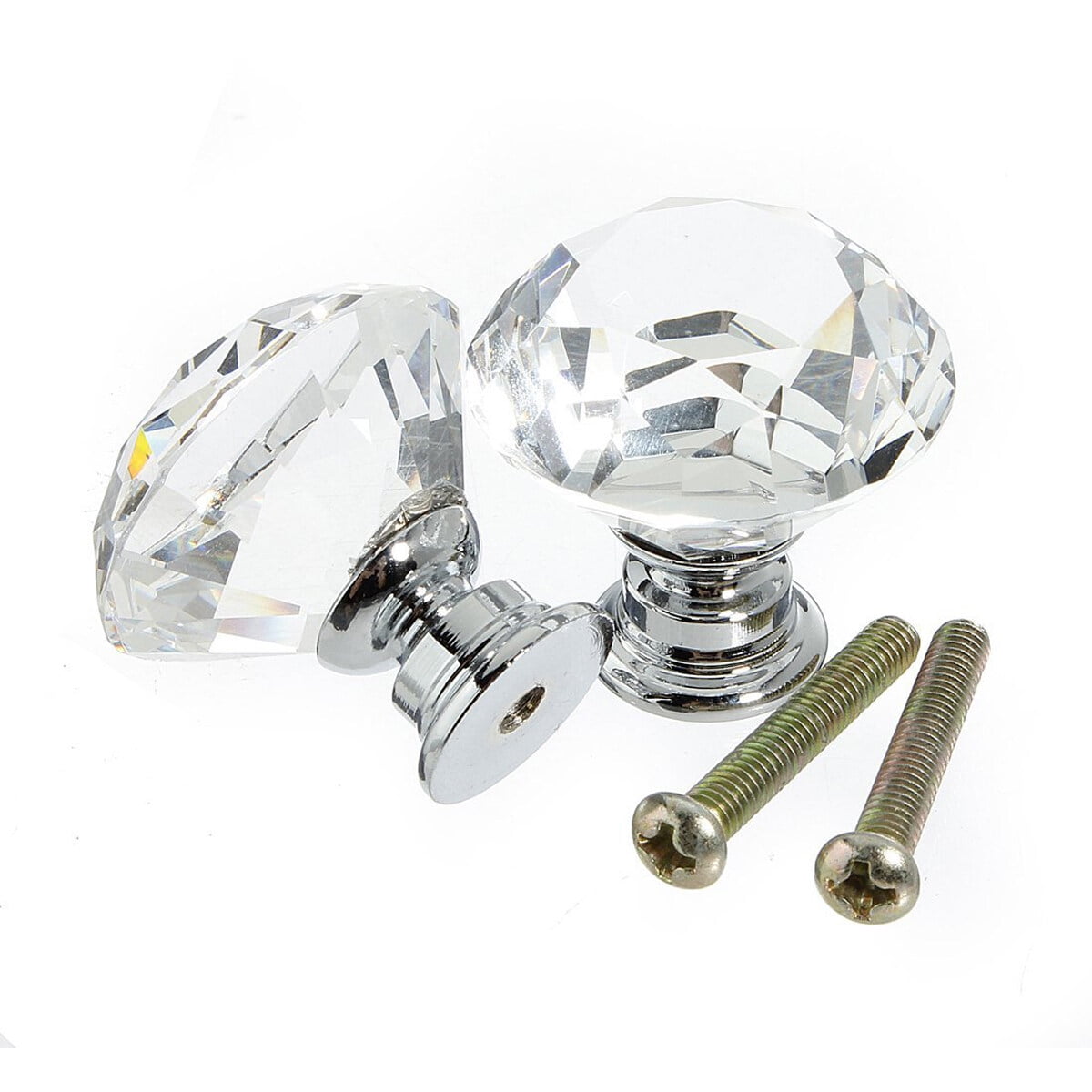YSNOOWE 10Pack Crystal Glass Drawer Pulls Round Faceted Design for ...