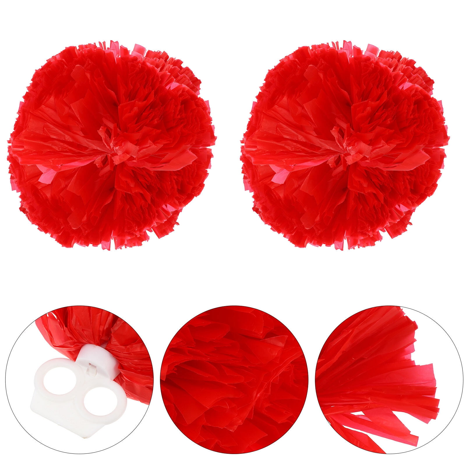 YSNOOWE 2Pcs Red Round Cheerleading Pom Poms for Sports Events and ...