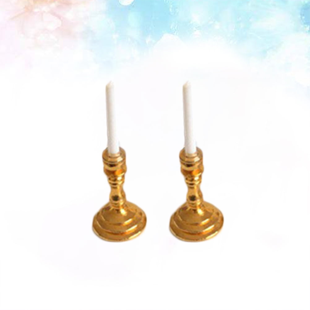 YSNOOWE 2Set Miniature Candlestick for Dollhouse Décor Wooden Tiny ...
