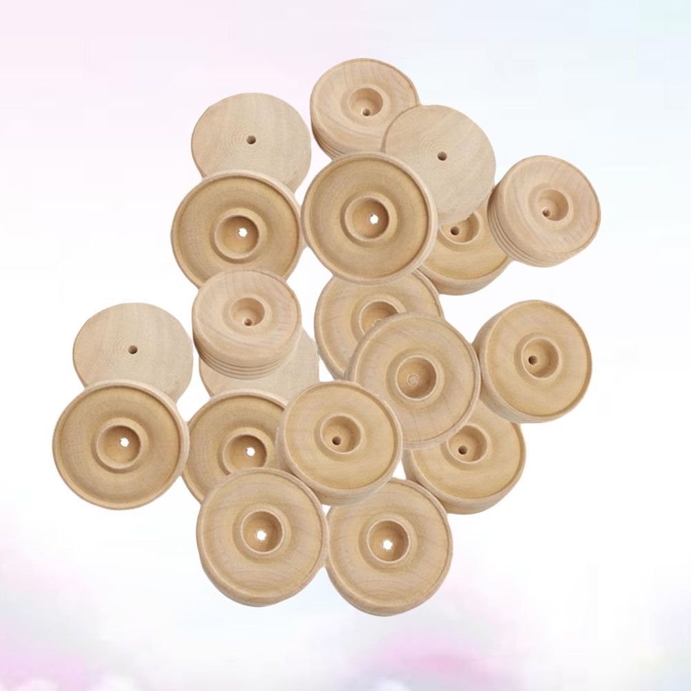 YSNOOWE 30Pcs Wood Wheels for Toys and Crafts Khaki Round Mini Wheel ...