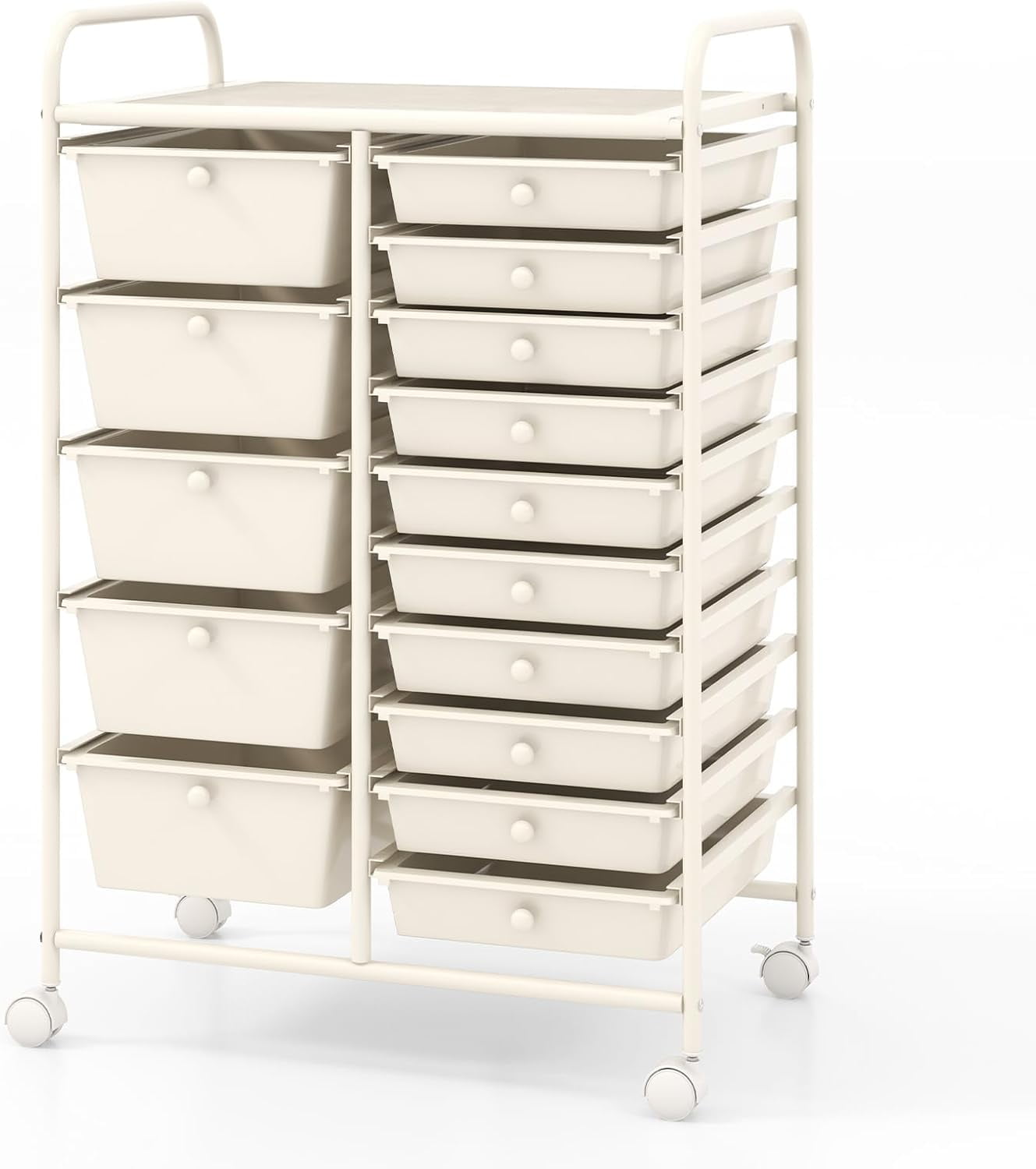 YSNW 15-Drawer Rolling Cart, Storage Carts with Removable Drawers ...