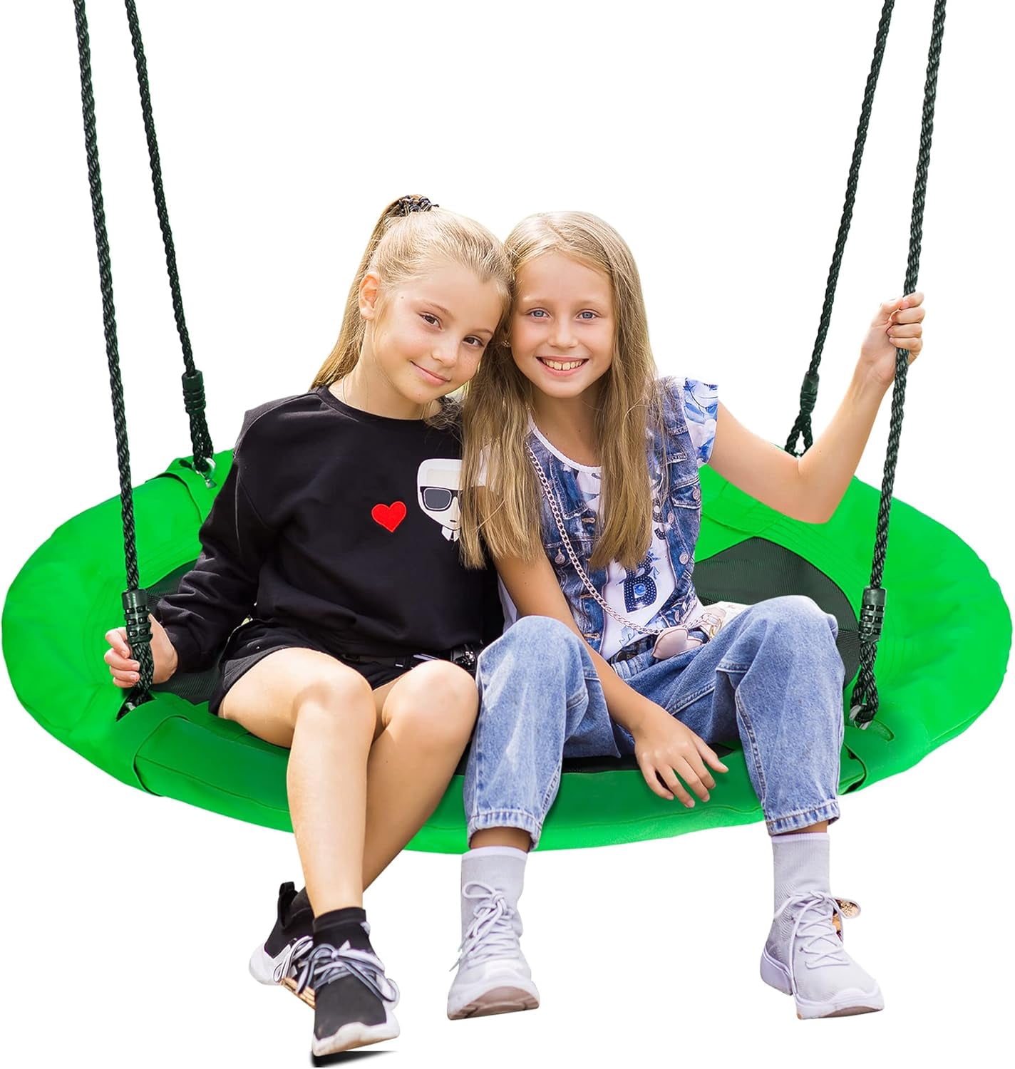 YSNW 40 Inch Green Saucer Tree Swing Set for Kids Adults 800lb Weight ...