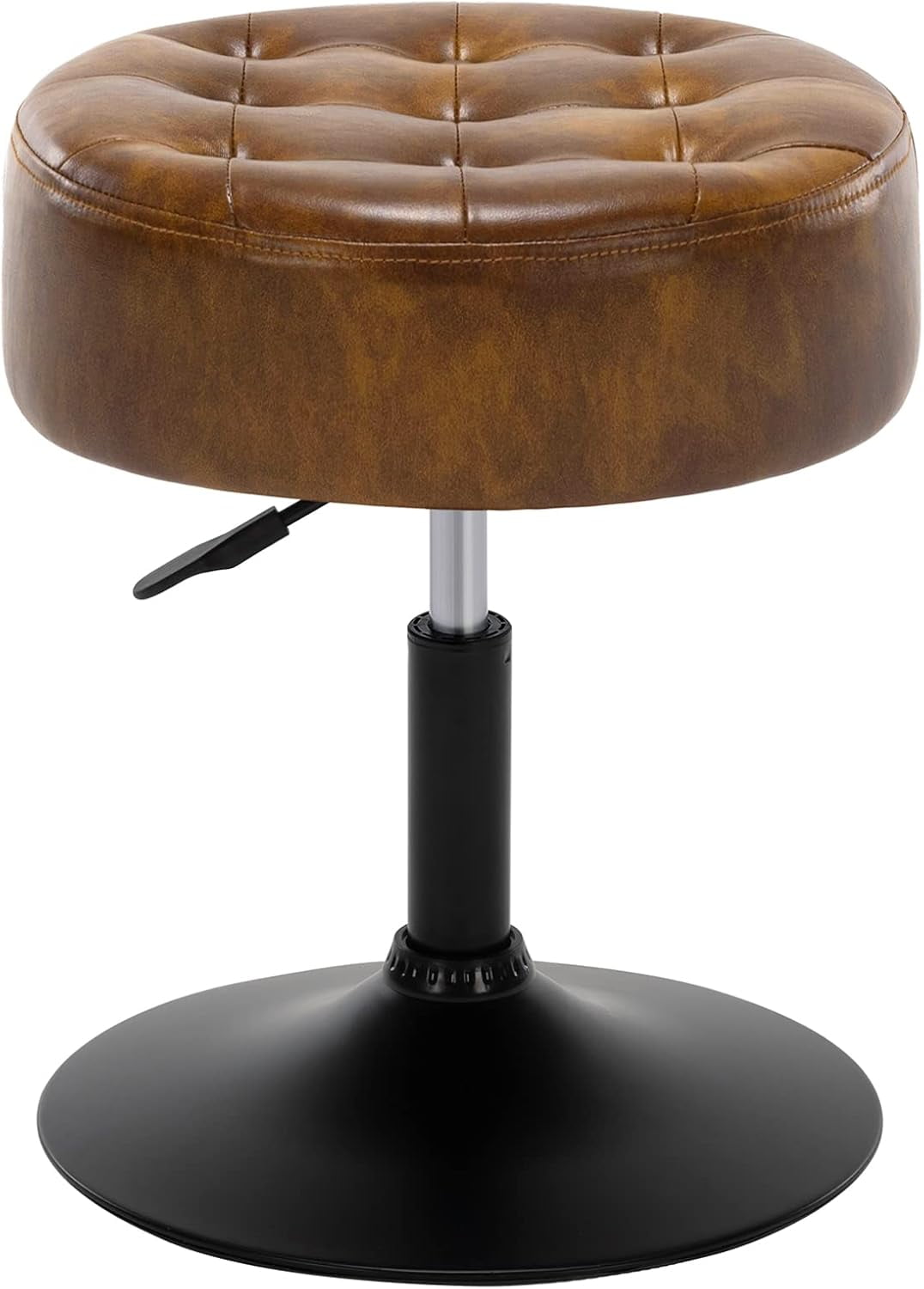 YSNW Round Leather Vanity Cute Ottoman Stool Seat, Modern Makeup Accent ...