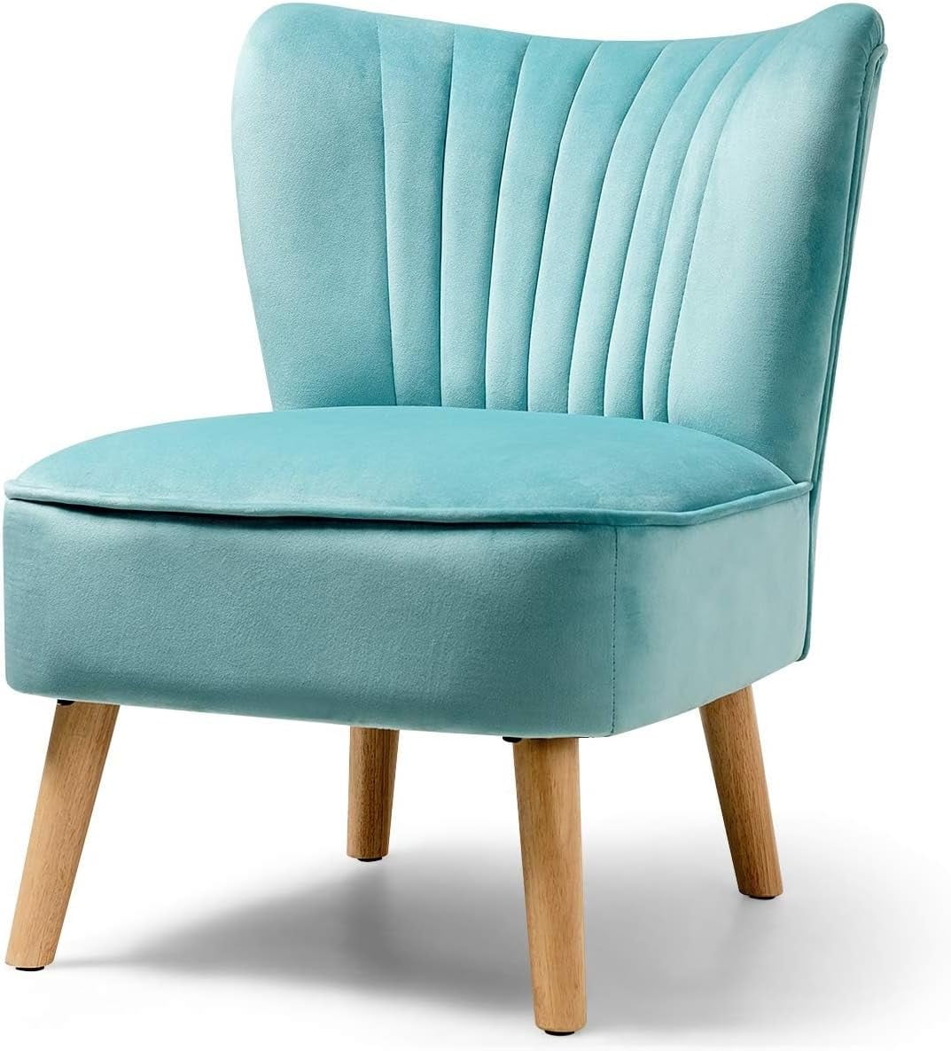 YSNW Velvet Accent Chair, Comfy Upholstered Sofa Chair w/Wood Legs, Mid ...
