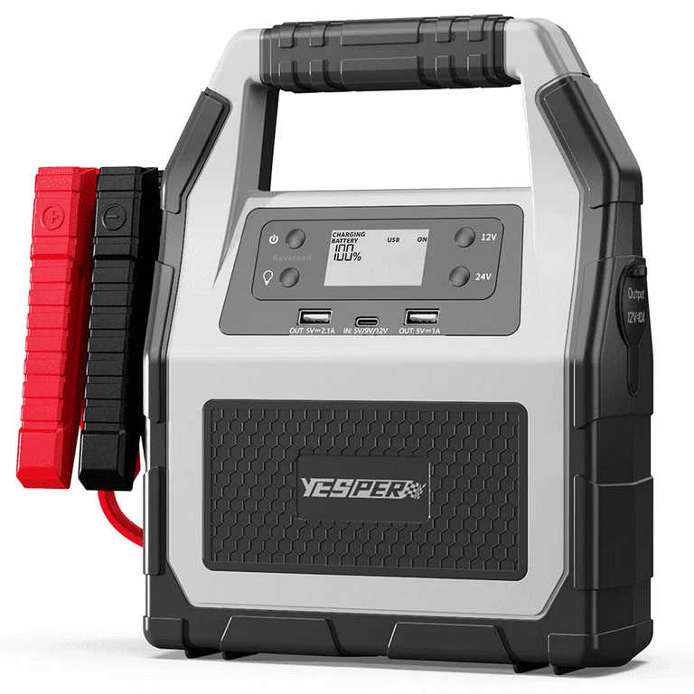 YESPER Car Starter Jumper 6000A Peak 24V Jump Start Battery Pack for ALL 12V 24V Car Truck Portable Car Charger Battery Jump Start 24V Truck Jump Box