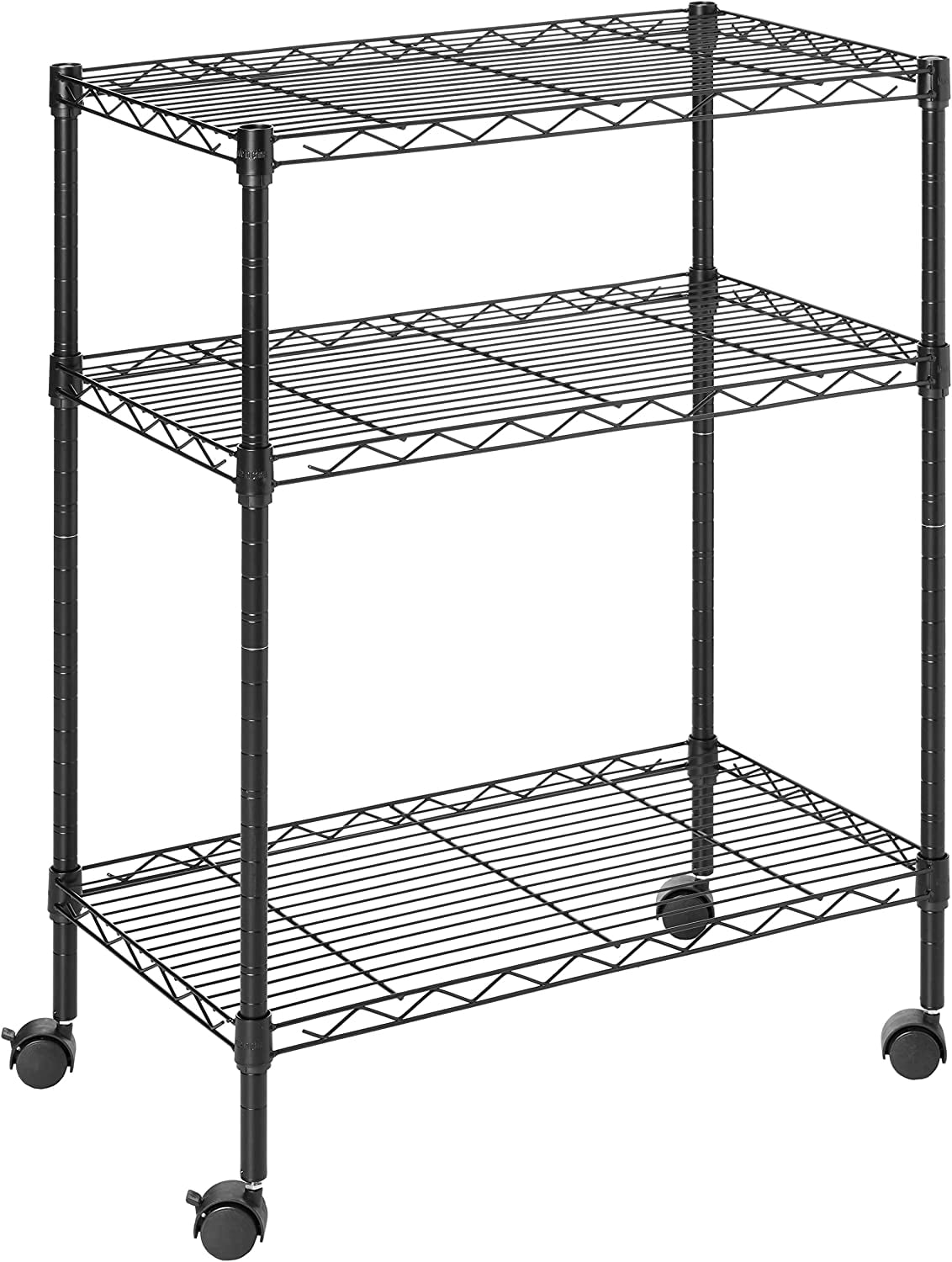 "YSSOA 3-Tier Mobile Storage Shelving with Wheels, Heavy Duty, 24""D x ...