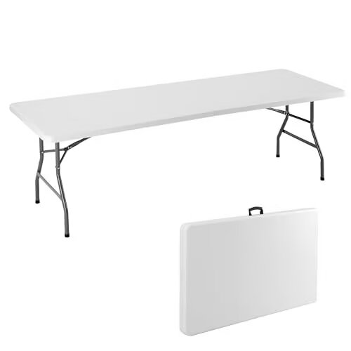 YSSOA 8 FT Portable Folding Table, Heavy Duty Table with Handles, Easy ...