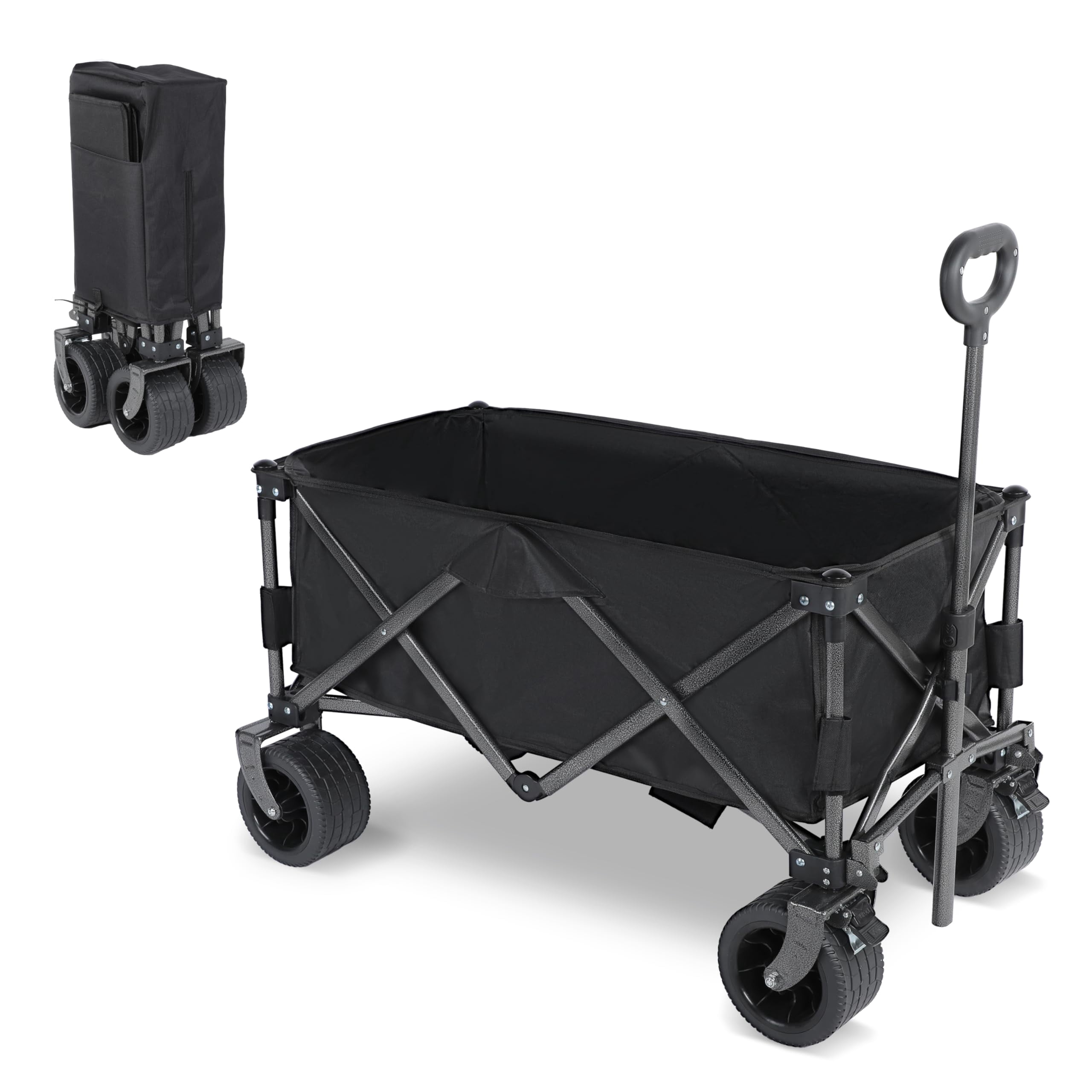 YSSOA Collapsible Wagon Carts Foldable, Garden Cart with 360Â° All ...