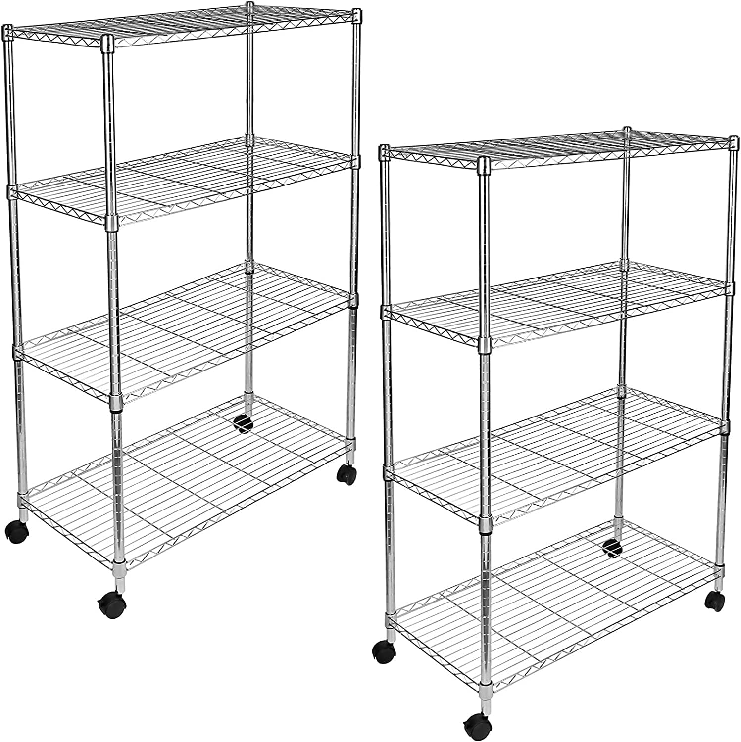 YSSOA Heavy Duty 4-Shelf Shelving with Wheels, 35.43" D x 17.72" W x 61 ...