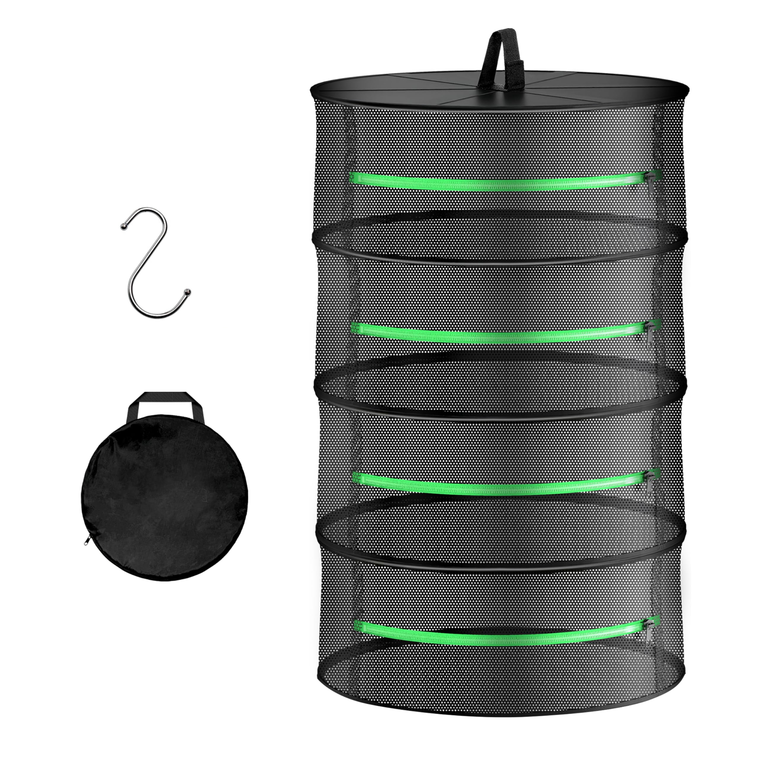 YSSOA Herb Drying Rack Hanging 4 MVR1 Layer 24'' with Zipper & Hook ...