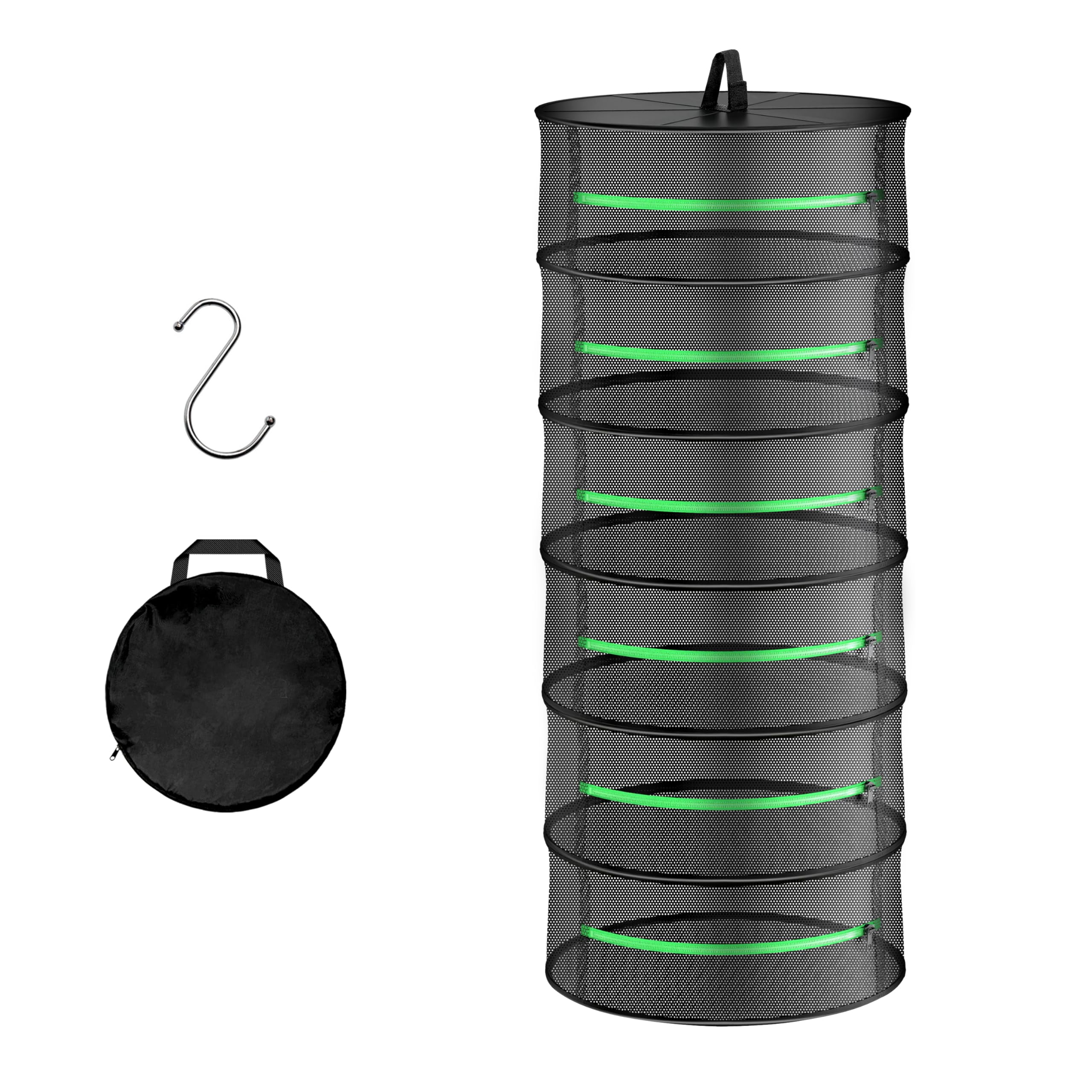 YSSOA Herb Drying Rack Hanging 6 Layer 24'' with Zipper & Hook, Dry ...