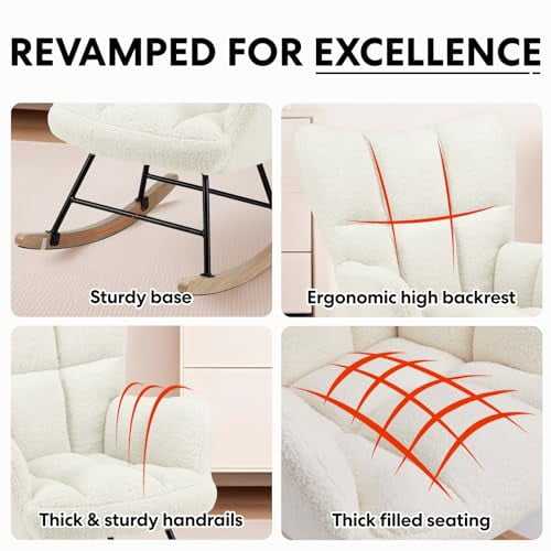 YSSOA Nursery Rocking Chairs, Teddy Upholstered Glider Recliner Rocking ...