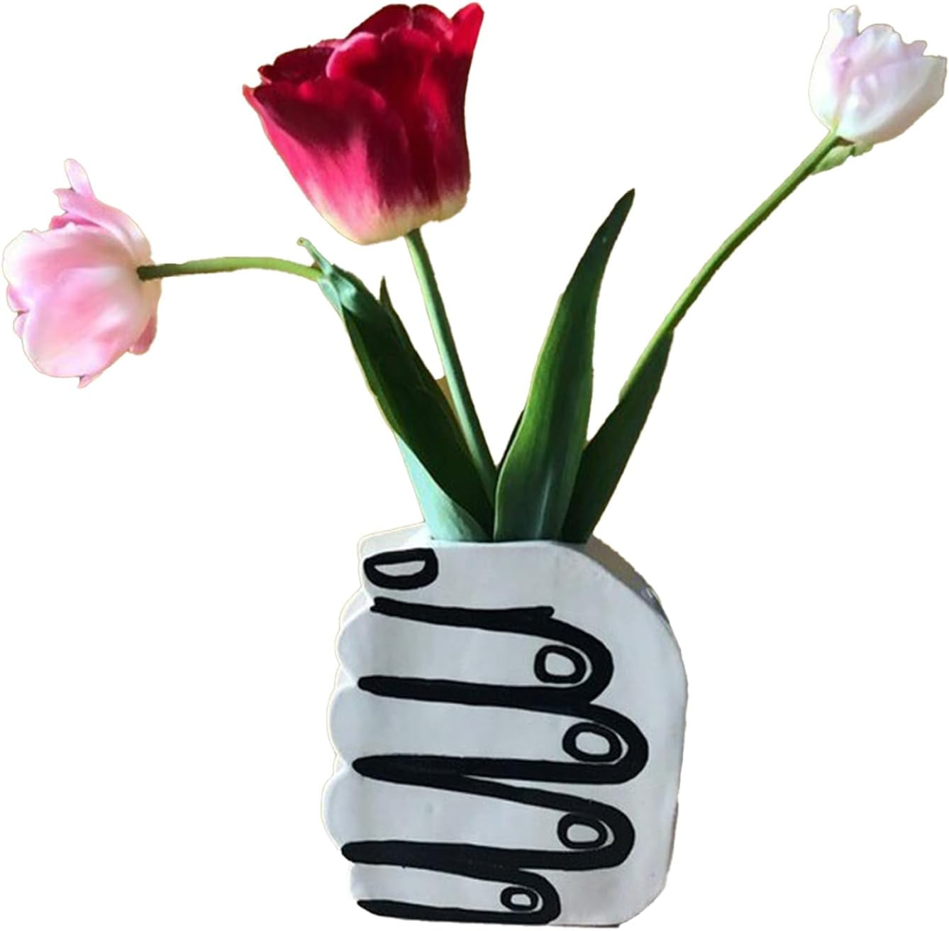 YSSTT3ANIG Unique Vases for Flowers, Hand Shaped Decorative Vase, Resin ...