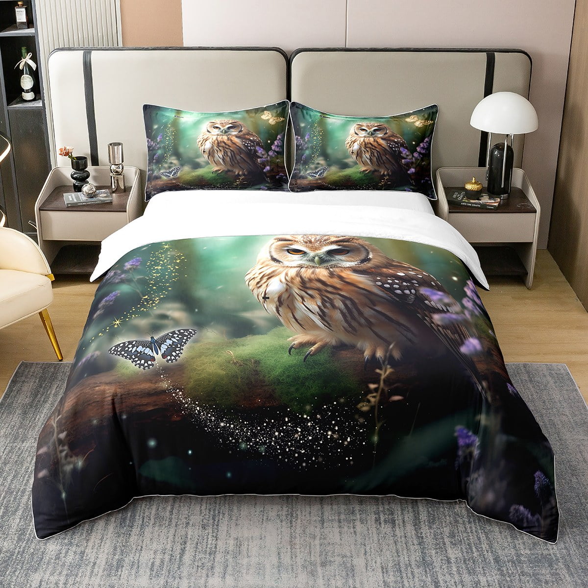 Erosebridal 100% Cotton 3D Cute Owl Bedding Set For Adult Teens Glitter ...